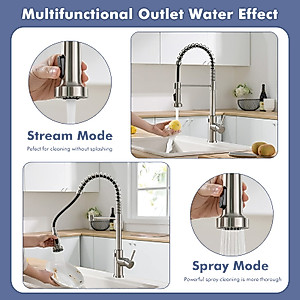 GIMILI Touchless Kitchen Faucet with Pull Down Sprayer, Motion Sensor Smart Hands-Free Activated Single Hole Spring Faucet for Kitchen Sink, Brushed Nickel