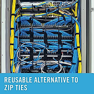 VELCRO Brand Heavy Duty Cable Ties Reusable | 60Pc Bulk Pack | 8 x 1/2" ONE-WRAP Straps, Black | Strong Wire Management | Cord Bundling for Home Office and Data Centers