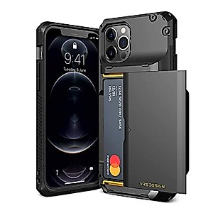 VRS DESIGN Damda Glide Pro Compatible for iPhone 12/12 ProCase, with [4 Cards] Premium Sturdy [Semi Auto] Credit Card Holder Slot Wallet for iPhone 12/12 Pro 6.1 inch(2020)