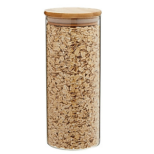 Juvale Glass Canisters with Airtight Bamboo Lids, 3 Pack Glass Storage Containers for Pantry, Ideal for Dry Foods, Coffee, Sugar, and Snacks, 32.5 oz