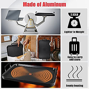 Vayepro Stove Top Flat Griddle,2 Burner Griddle Grill Pan for Glass Stove Top Grill,Aluminum Pancake Griddle,Non-Stick Top Griddle for Gas Grill, Double Burner Griddle For Camping/Indoor