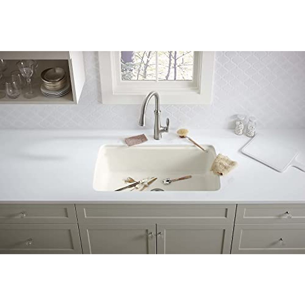 Kohler K-5864-5U-0 Cape Dory Undercounter Kitchen Sink, White, 2.375