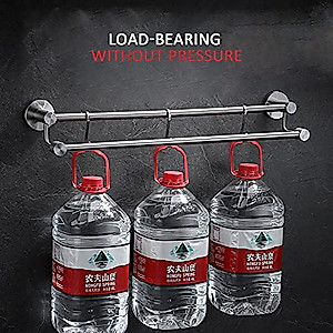 YDYFC Double Towel Bar Rail, 30CM-120CM, SUS 304 Stainless Steel Round Base Towel Holder, Brushed Silver Finish, Wall Mounted Towel Rack for Bathroom Hardware and Kitchen (Size : 23.6inch(60cm))