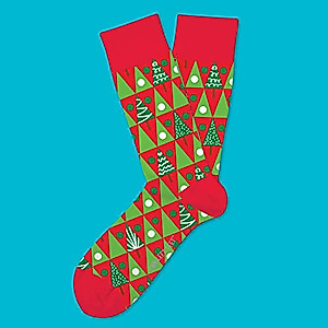 TWO LEFT FEET Unisex-Adult's Holiday Crew Sock, pine grove, M/L