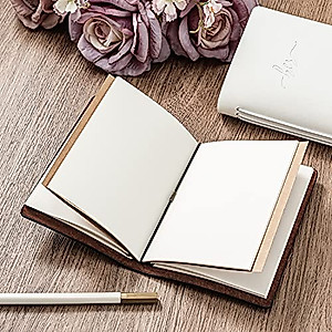 Calculs Handcrafted Wedding Vow Journals Set of 2 Black & White Authentic Cowhide Cover with His and Her Stamping