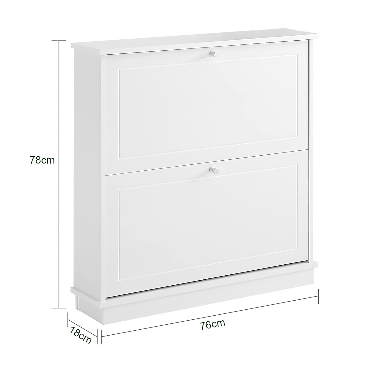 Haotian Shoe Cabinet with 2 Flip-Drawers, Freestanding Shoe Rack, Narrow Shoe Organiazer, Freestanding Shoe Rack, White, FSR99-W, 7.1" D x 29.9" W x 30.7" H, FSR99-W