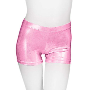 ZIZI Little Big Girls Sparkle Dance Tumbling Basketball Gymnastics Pink Short,120CM(6X-7Years)