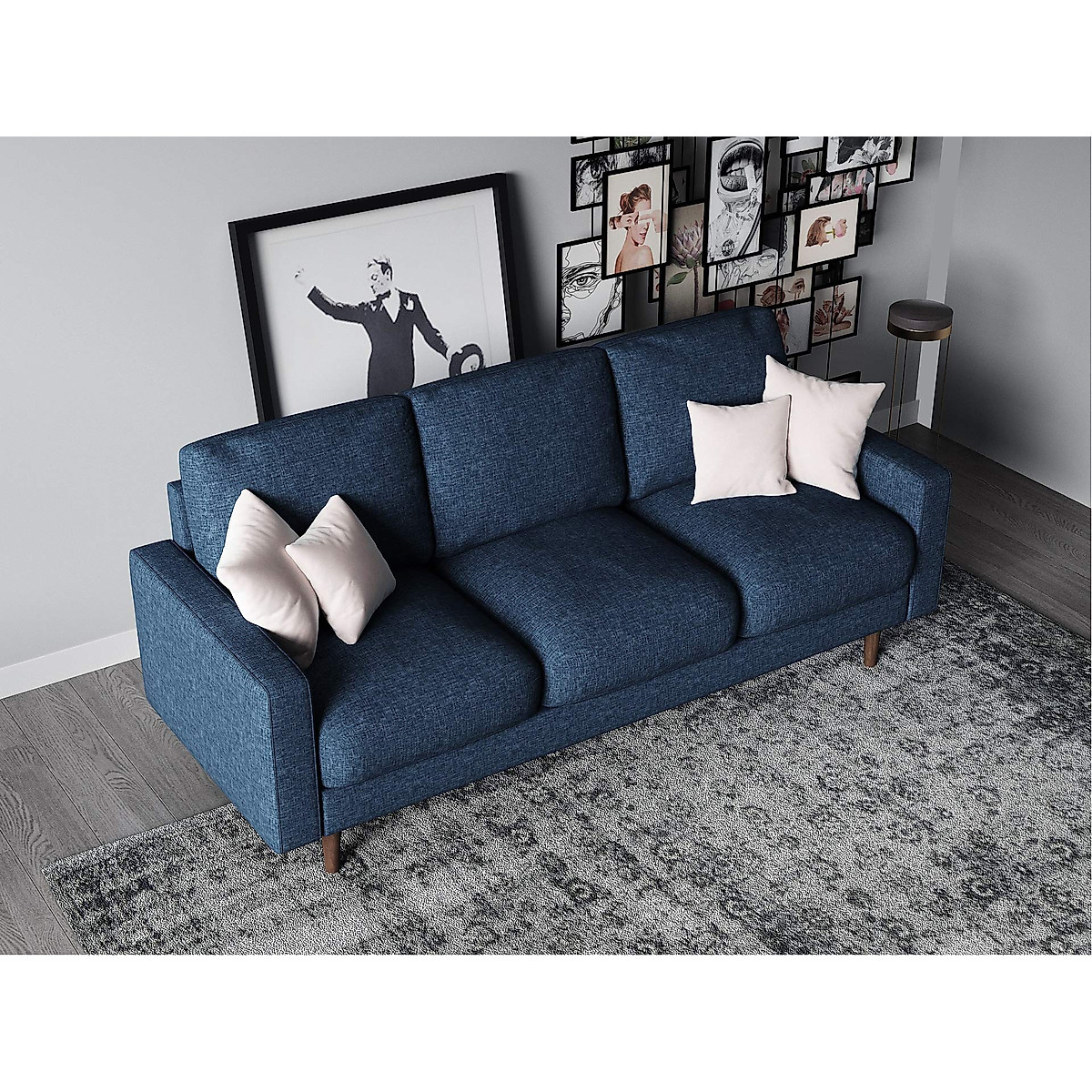 US Pride Furniture Modern Simple Style Soft 3 Seater Sofa with Removable Cushion and Wood Support