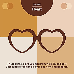 EYEBUYDIRECT Heart-Shaped Oversized Sunglasses, Scratch-Resistant Sunglasses for Women and Men with UV Protection, Polarized, Sun Amore Grey - Extra Large