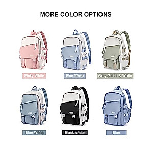 coowoz School Bag Lightweight Casual Daypack College Laptop Backpack for Men Women Water Resistant Travel Rucksack for Sports High School Middle Bookbag for girls(Pink white)