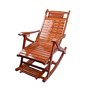 LIUDAXOG Foldable Rocking Chair Bamboo Chair Lounger Lunch Lounge Sun Chair Garden Indoor