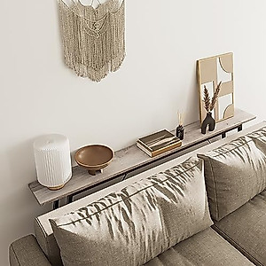 YATINEY 63" Console Table, Narrow Long Entryway Table, Industrial Skinny Sofa Tables, 2-Layer Hallway Table for Entryway, Display Table Behind Couch, Greige and Black CT16BG