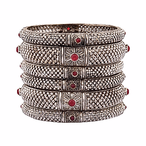 Efulgenz Indian Oxidized Jewelry for Navratri Indian Bangle Set Oxidized Bangles Traditional Bracelet Jewelry for Women