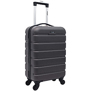 Wrangler Hardside Carry-On Spinner Luggage, Charcoal Grey, 20-Inch