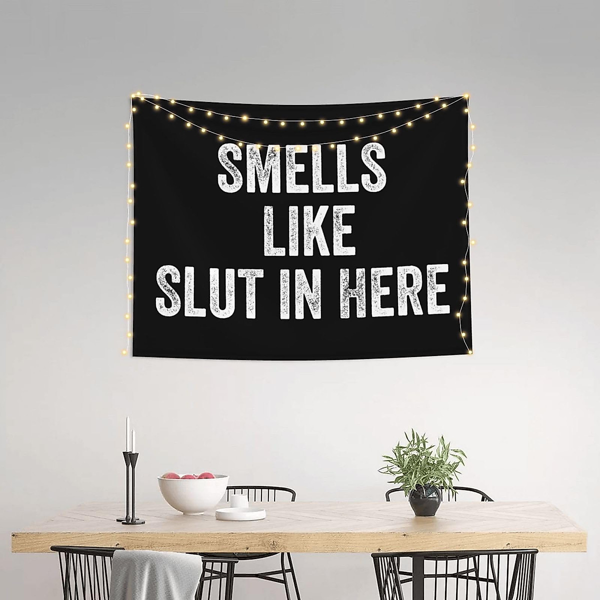 Haebfsl 29x37in Aesthetic Trippy Smells Like Slut In Here Tapestry For Bedroom And Living Room Decor