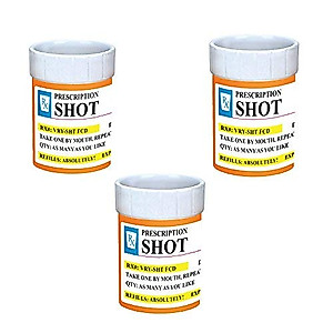 Shot Glasses Prescription Rx Pill Bottle Funny Shot Glass Set of 3 Novelty Fun Shots 2 oz Gag Gifts Sets for Men & Women, Great Party Shots for Vodka, Whiskey, Tequila, Espresso, Secret Santa Birthday