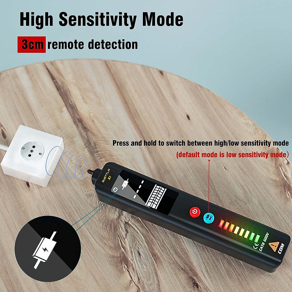 Voltage Tester Multimeter, Non-Contact Voltage Detector 6V/90V-1000V Dual Range with LCD Display Buzzer Alarm for Live/Null Wire Breakpoint Finder Outlet Volt Measure, SUETTLA X1 Electrical Tester Pen