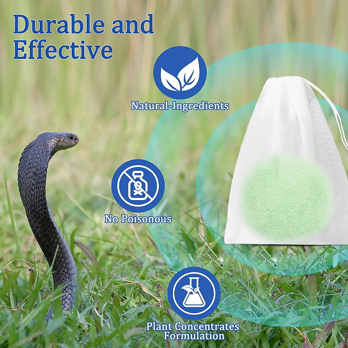 24PACK Snake Repellent for Yard, Powerful Snake Away Repellent Balls for Indoor Outdoors Camping Pet Safe, Repel to Snakes Rats, Natural Plant Formula Pest Insect Control