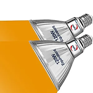 Explux Full Glass LED PAR38 Outdoor Flood Amber Light Bulbs, 120W Equivalent, Weatherproof & Anti-Ageing, Dimmable, Amber Color Spotlight, 2-Pack