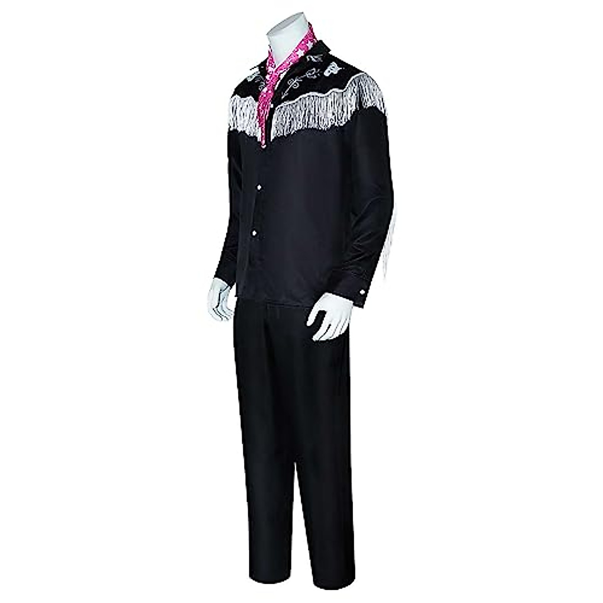 Cekalue Men's Ken Cowboy Costume Margot Robbie 70s 80s Disco Cowgirl Outfit Women Halloween Pink Flare Pants Hat Suit