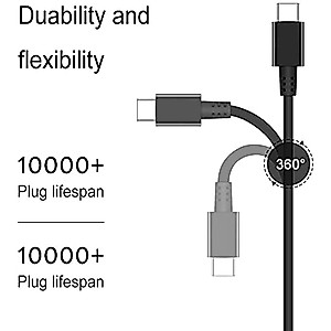 USB-C Type C Charger for Laptop Chromebook Tablet Phone Compatible 45w 65w Replacement for Dell Latitude 5285 5290 5520 5420 Dell Chromebook 5190 3400 3100 Dell XPS 13 9550 Adapter Power Cord