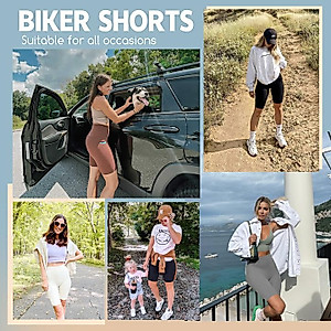 High Waisted Biker Shorts for Women-Workout Yoga Running Shorts Leggings with Pockets (1# Black,3 Pack, Large)
