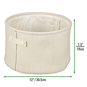 mDesign Soft Cotton Fabric Bathroom Storage Bin with Handles - Organizer for Towels, Toilet Paper Rolls - for Closets, Cabinets, Shelves - Textured Weave - Cream/Beige