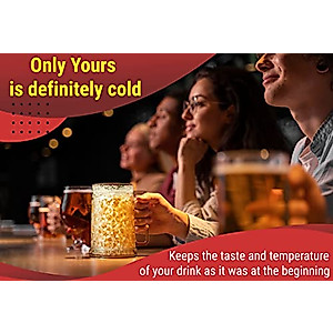 Granatan Double Walled Frozen Beer Mugs For Freezer, 16 oz Clear Beer Mug with Handle