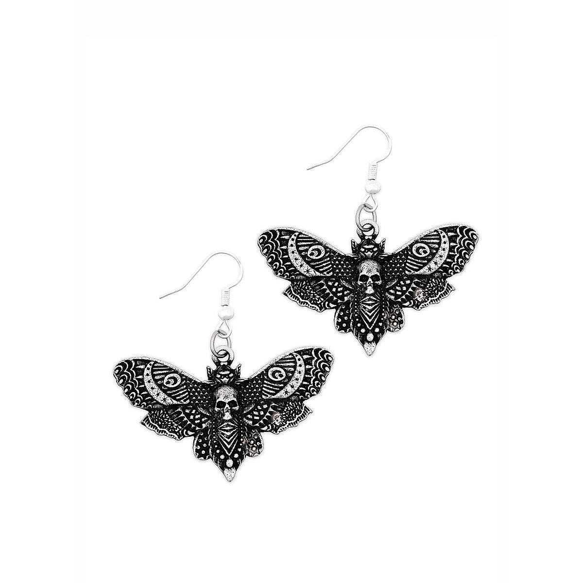 HAQUIL Deathhead Hawkmoth Skull Dangle Drop Earrings for Women, Zinc, Skull Jewelry Gift