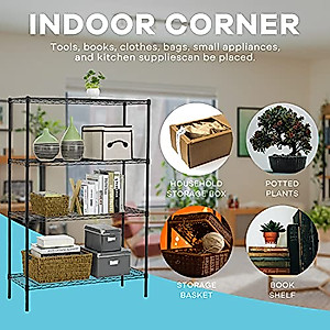 NChanmar 4 Tier Wire Shelving Unit Storage Shelves Shelf Organizer 54"x36"x14" Heavy Duty Metal Storage Rack Wire Rack NSF Height Adjustable for Laundry Bathroom Kitchen Garage Shelving (Black)