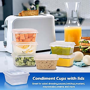 RIKICACA 2 oz Plastic Containers with Lids (200pack), Disposable Condiment Containers with Lids, Portion Cups with Lids, Condiment Cups, Jello Shot Cups, Souffle Cups, (Square)