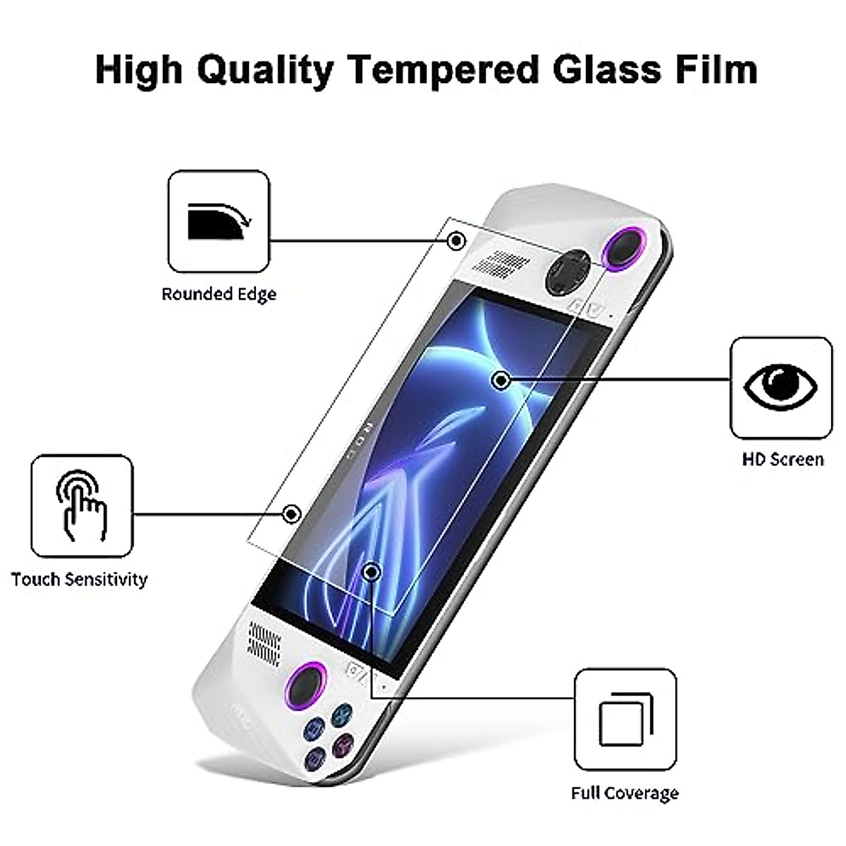 avakot 3 Pack Screen Protector for ASUS Rog Ally Handheld 7 Inch 2023 | Rog Ally Ultra Thin Tempered Glass Screen Protector | Anti-Scratch Hard Tempered Film for Rog Ally