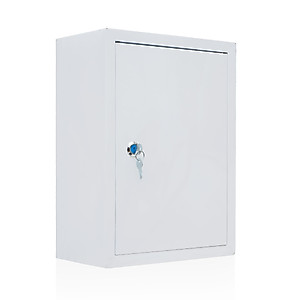 Suuiwau Medicine cabinet with lock, Wall Mount cabinet, Large Capacity Medical lock box, Wall cabinet, Lockable medicine cabinet for Bathroom, Kitchen, School, White, USY23-0001