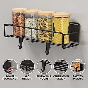 Magnetic Spice Rack Organizer 6 Pack, Magnetic Spice Rack for Refrigerator, Magnetic Shelf for Holding Spices, Jars, Seaoning and Bottle, Metal&Black