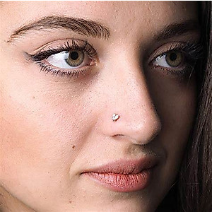 QWALIT Nose Studs 20g Nose Stud Diamond Nose Rings Stud for Women Surgical Steel Nose Piercing Stud Cute Nose Studs L Shaped Flower Heart Stud Nose Ring Gold