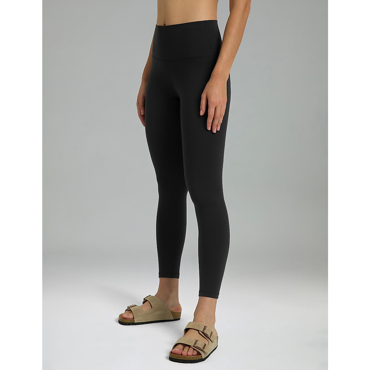 Colorfulkoala Women's Dreamlux High Waisted Workout Leggings 25" Inseam 7/8 Length Yoga Pants (L, Black)