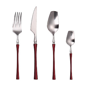EdensDECOR Silverware Set, 24pcs Modern Flatware, Mirror Polish Stainless Steel Flatware (SILVER, 24)