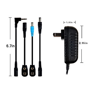 AZOR Pedal Power Adapter with Mini Pedal Tremolo Classic Guitar Effect Pedal