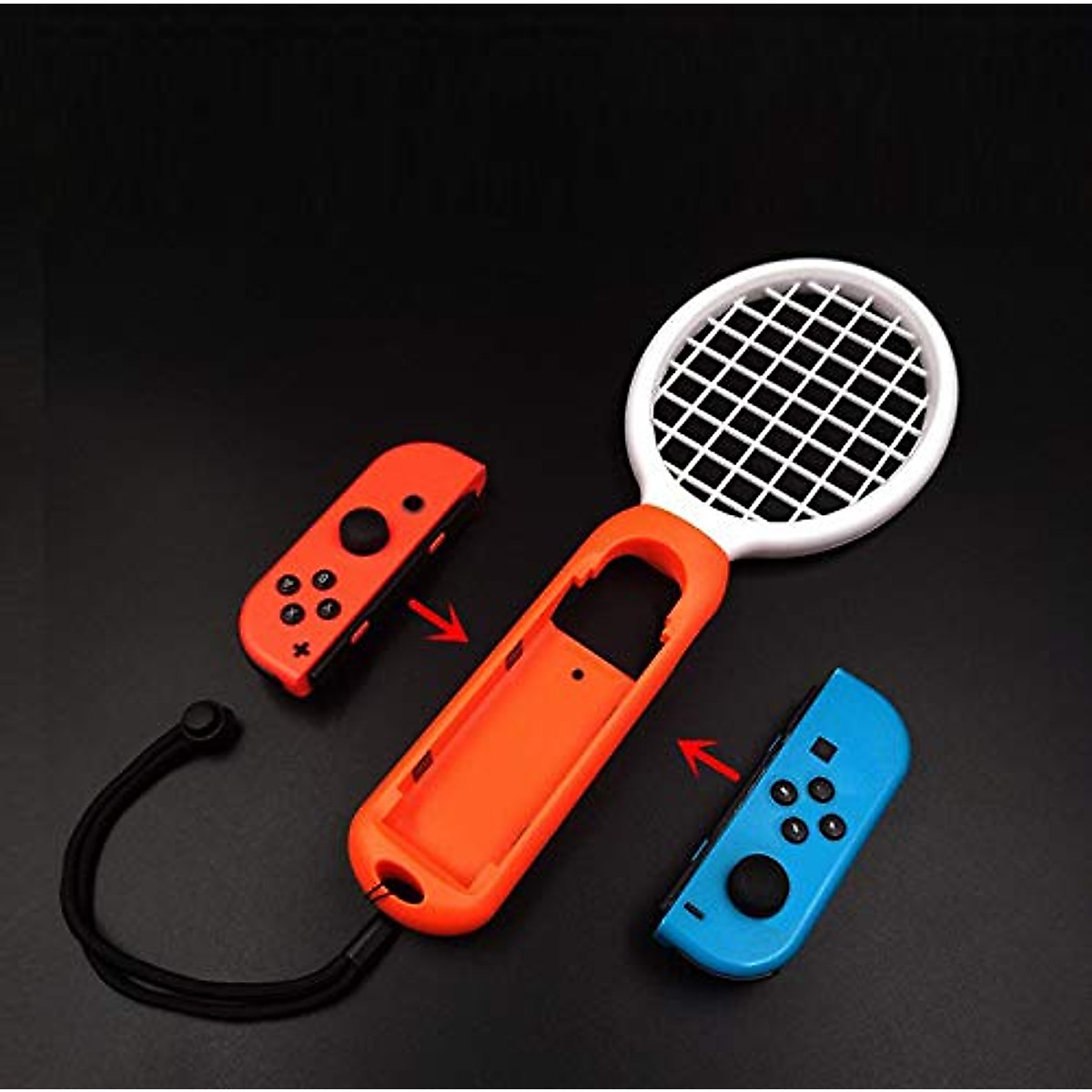 Tennis Racket for Nintendo Switch Joy-con，Grips for Switch Joy-con, Fit Somatosensory Games like Mario Tennis Aces - Two Pack