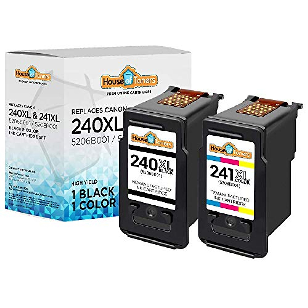 Houseoftoners Remanufactured Ink Cartridge Replacement for Canon PG-240XL & CL-241XL (1 Black & 1 Color, 2-Pack)