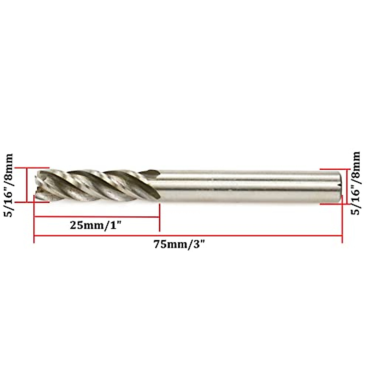 Rannb 4 Flutes End Mill Cutter 5/16"/8mm Cutting Dia 5/16"/8mm Shank Dia - Pack of 2