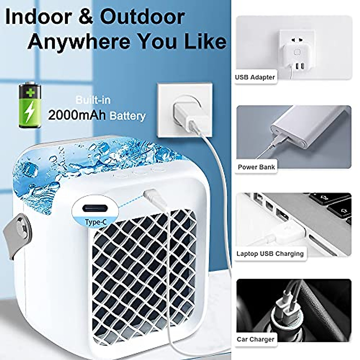 Nertpow Portable Air Conditioner, Portable Cooler, Quick & Easy Way to Cool Personal Space, As Seen On TV, Suitable for Bedside, Office and Study Room. Three Wind Level Adjustment ……