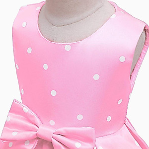 IBTOM CASTLE Girls Polka Dot Halloween Christmas Princess Party Cosplay Pageant Fancy Costume Tutu Birthday Dress up+ Mouse Ears Headband Vacation Ladybug Mini Theme Park Sundress Hilow-Pink 2-3T