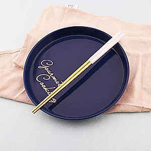 5 Pairs Fashionable and exquisite Korean stainless steel chopsticks (White+Gold)