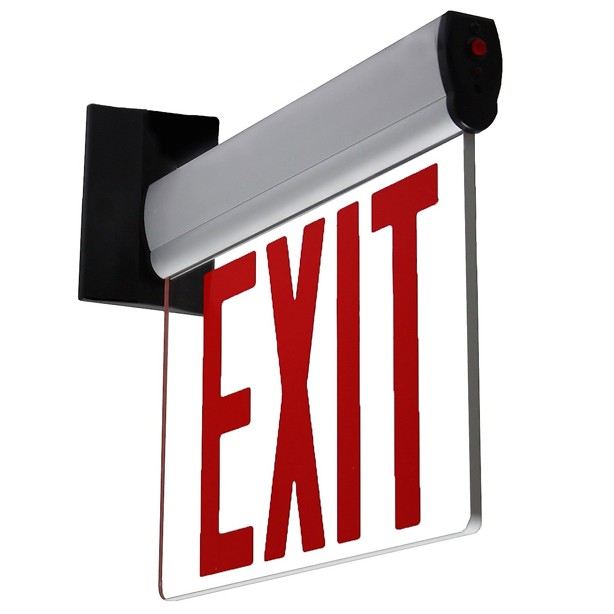 LFI Lights | New York City Approved Red Edge-Lit Exit Sign | Aluminum Housing | All LED | Single-Sided Clear Acrylic Panel | 8" Lettering | Hardwired w/Battery Backup | UL Listed | NYCELRT-R