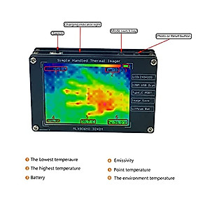 MLX90640 Infrared Thermal Imager Portable Infrared Thermal Sensor High Accuracy Non-Contact Measurement Camera Temperature Detection Tester with Chargable Battery