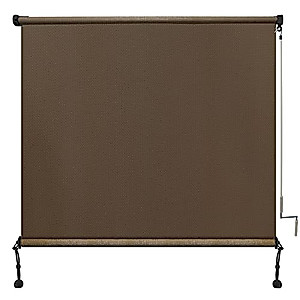 Amagenix Outdoor Roller Shades 6'(W) x 6'(H), Exterior Cordless Patio Shades Roll up Blinds for Porch Gazebo, Mocha