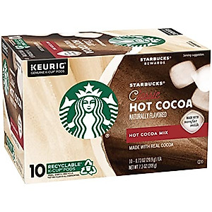 Starbucks Classic Hot Cocoa K-Cup Pods, Made with Real Cocoa & Nonfat Milk, K-Cup Pods for Keurig Brewing System, 10 CT K-Cups Per Box (10 Count (Pack of 2))