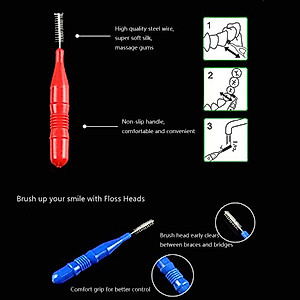 N Noble One 50Pcs Interdental Slim Brushes 0.7-1.2mm Dental Brushes Between Teeth Gum Flosser Picks Tooth Cleaning Tools for Children and Adult