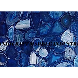 33" x 33" Inch Blue Agate Stone Square Dining Table Top, Blue Agate Stone Square Coffee Table Top, Blue Agate Stone Square Centre Table Top, Piece Of Conversation, Family Heir Loom
